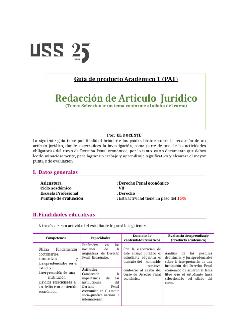 Guía de PA1 (10) .Docxderecho Penal Económico | PDF | Ensayos | Derecho penal