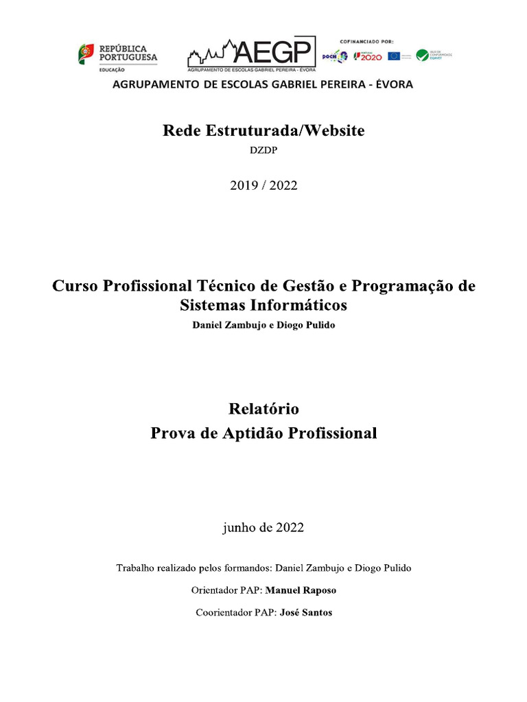 Projeto - Daniel Zambujo - Diogo Pulido | PDF