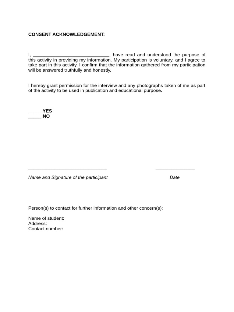 Consent Acknowledgement | PDF