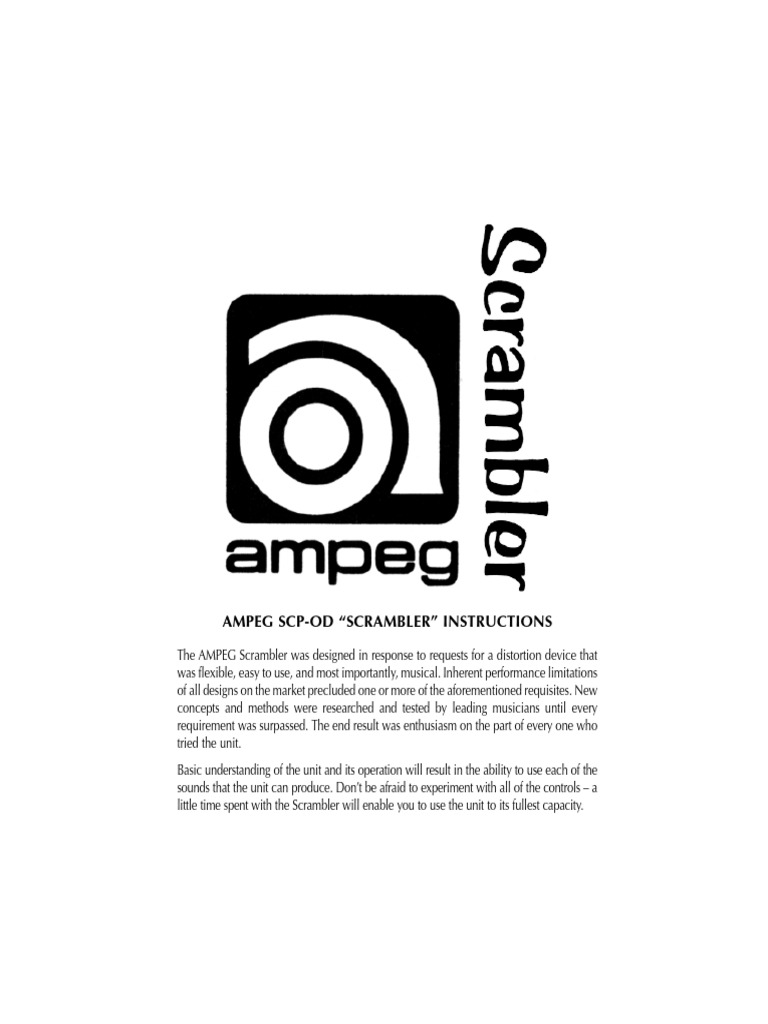 Ampeg Scrambler Distortion Instructions | PDF | Guitars | Amplifier