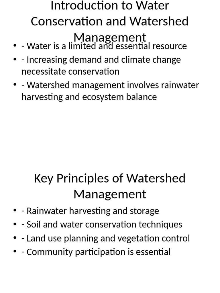 Water Conservation Watershed Management | PDF
