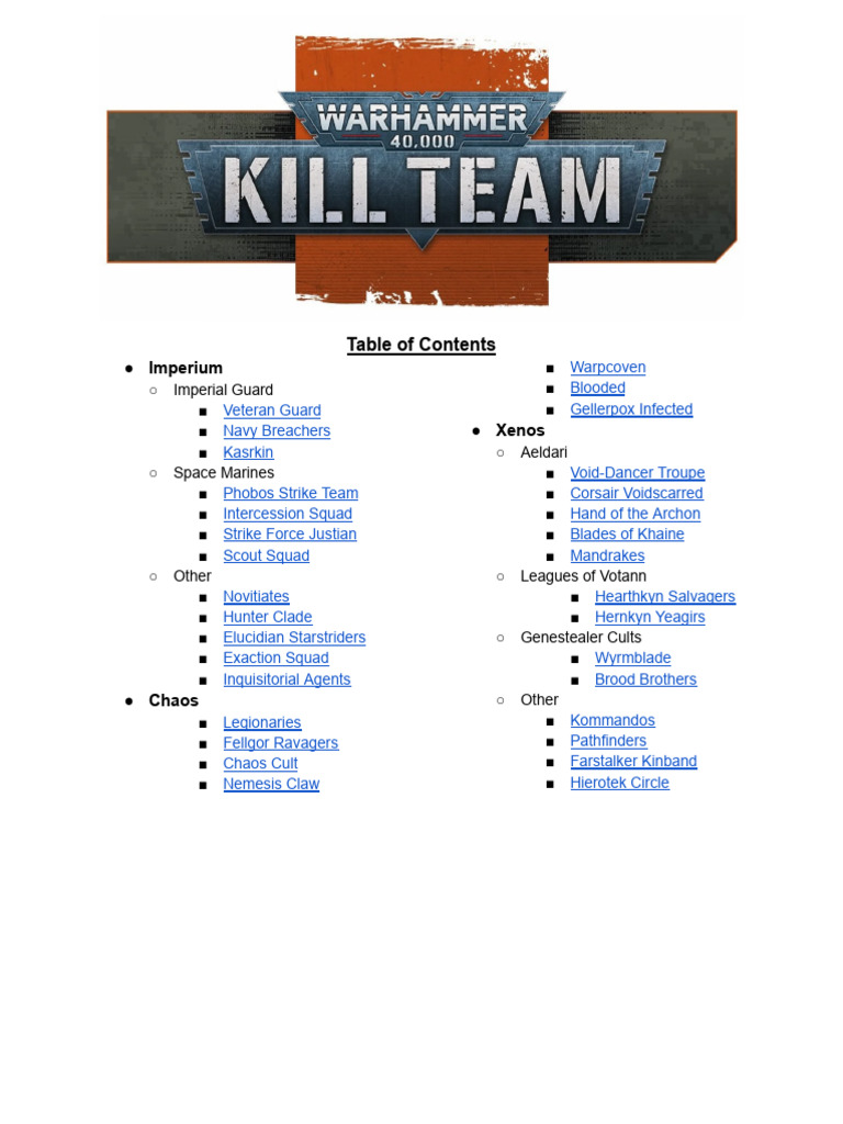 Bespoke Kill Teams Overview | PDF