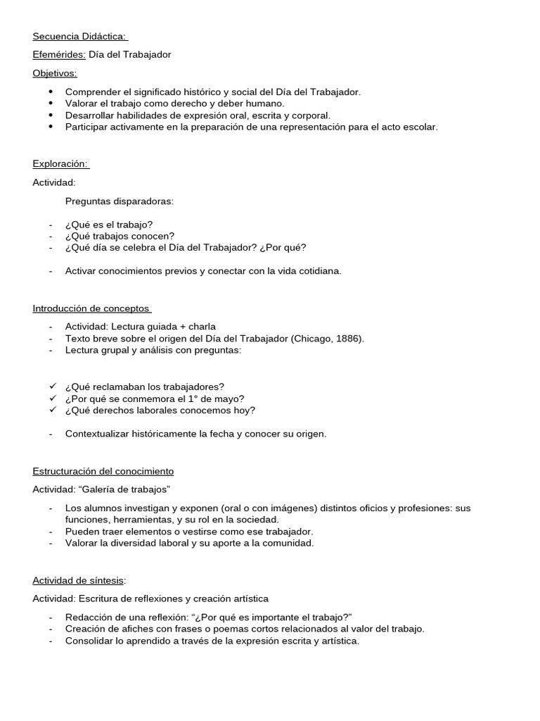 Dia Del Trabajador | PDF