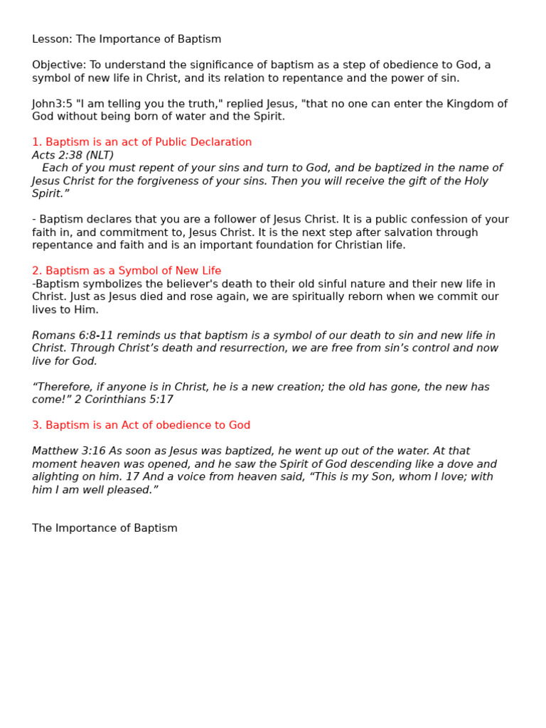 The Importance of Baptism | PDF