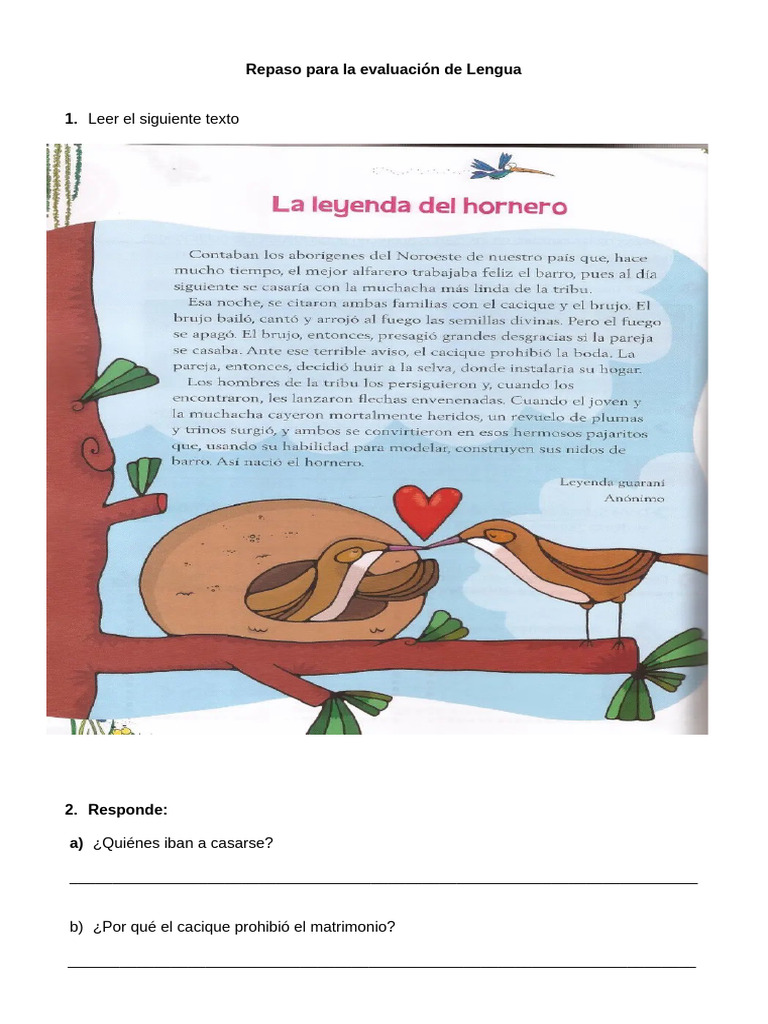 Leyenda Del Hornero | PDF