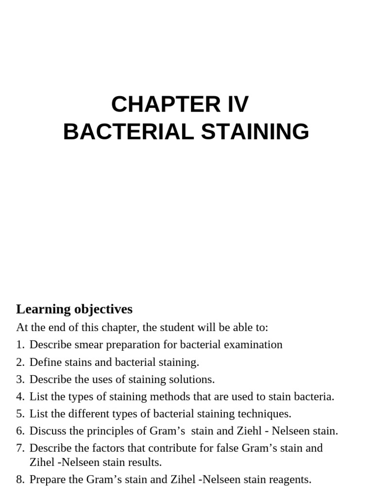 Chapter IV Bacterial Staining | PDF | Staining | Tuberculosis