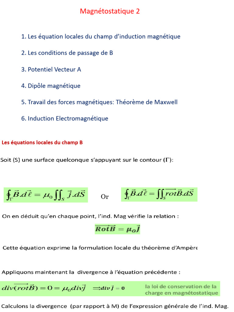 Potentiel Vecteur et Induction Magnétique | PDF | Champ magnétique ...