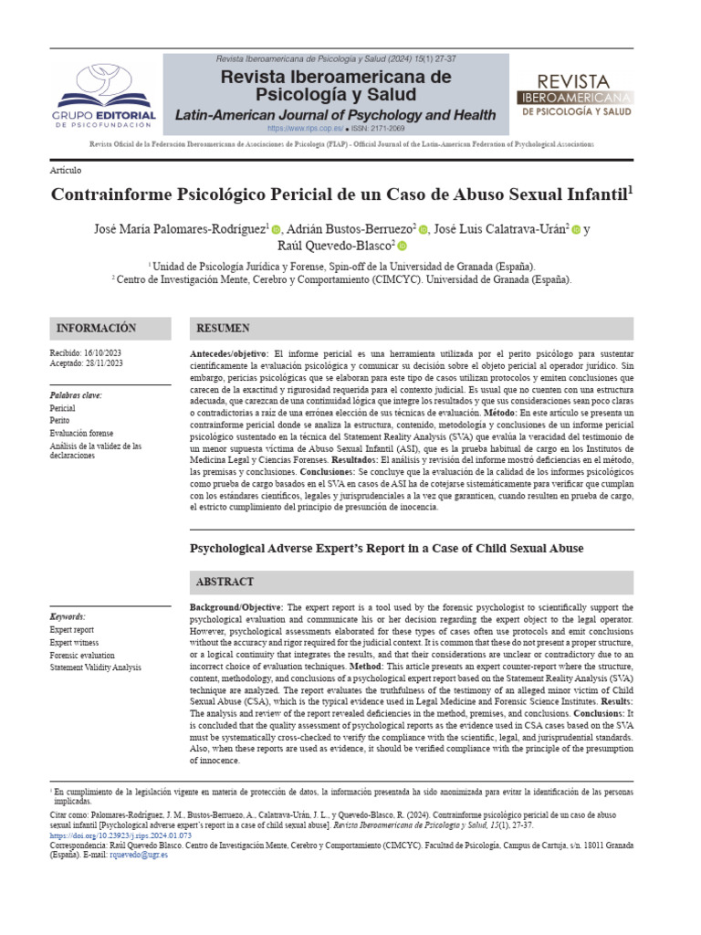 Art 732024 | PDF | Sicología | Testimonio