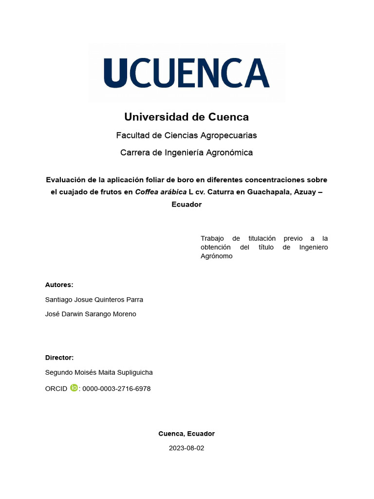 Trabajo-de-Titulación Boro | PDF | café | Análisis de variación