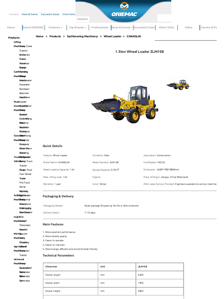1.5ton Wheel Loader ZLM15B-Wheel Loader-Earthmoving Machinery-Pr | PDF ...