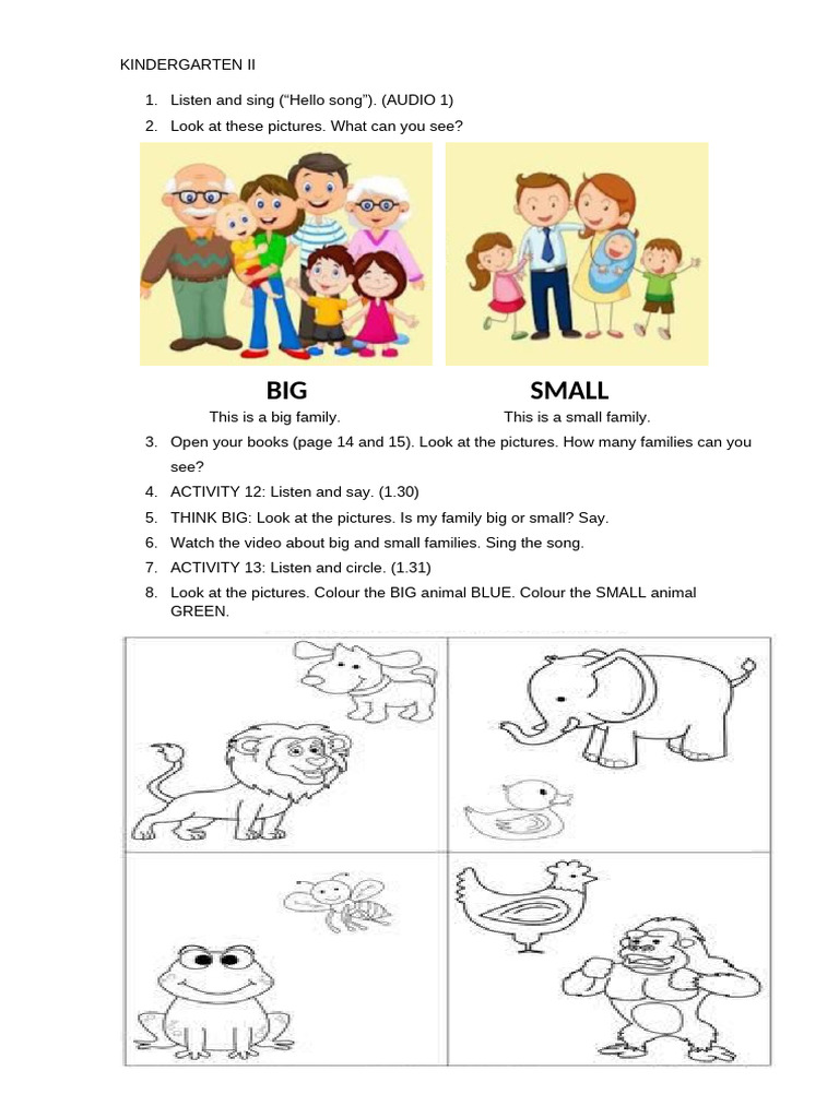 KINDERGARTEN II - Big and Small - Family | PDF