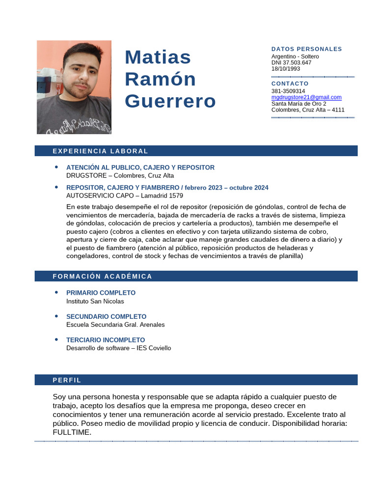 Guerrero Matias CV 25 | PDF