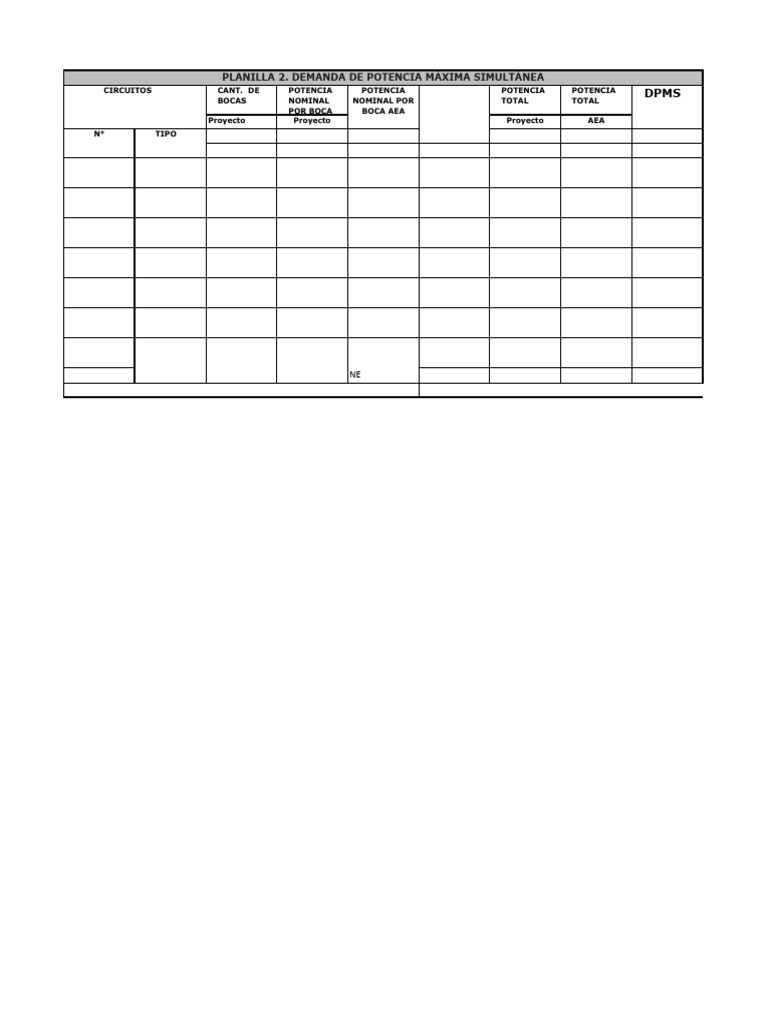 Planilla Potencia Maxima Simultanea 13 | PDF