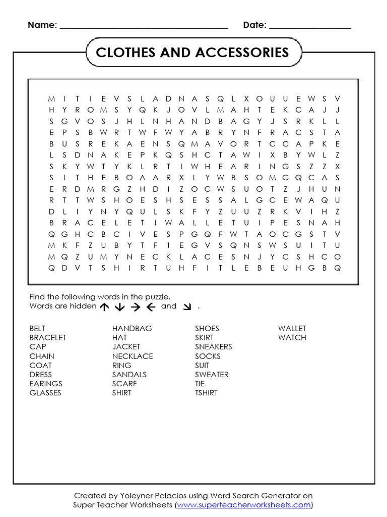 Super Teacher Worksheets CLOTHES AND ACCESSORIES | PDF | Fashion ...