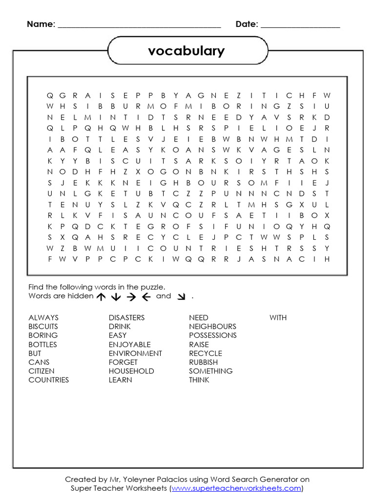 Super Teacher Worksheets Vocabulary | PDF | Word Search | Linguistics