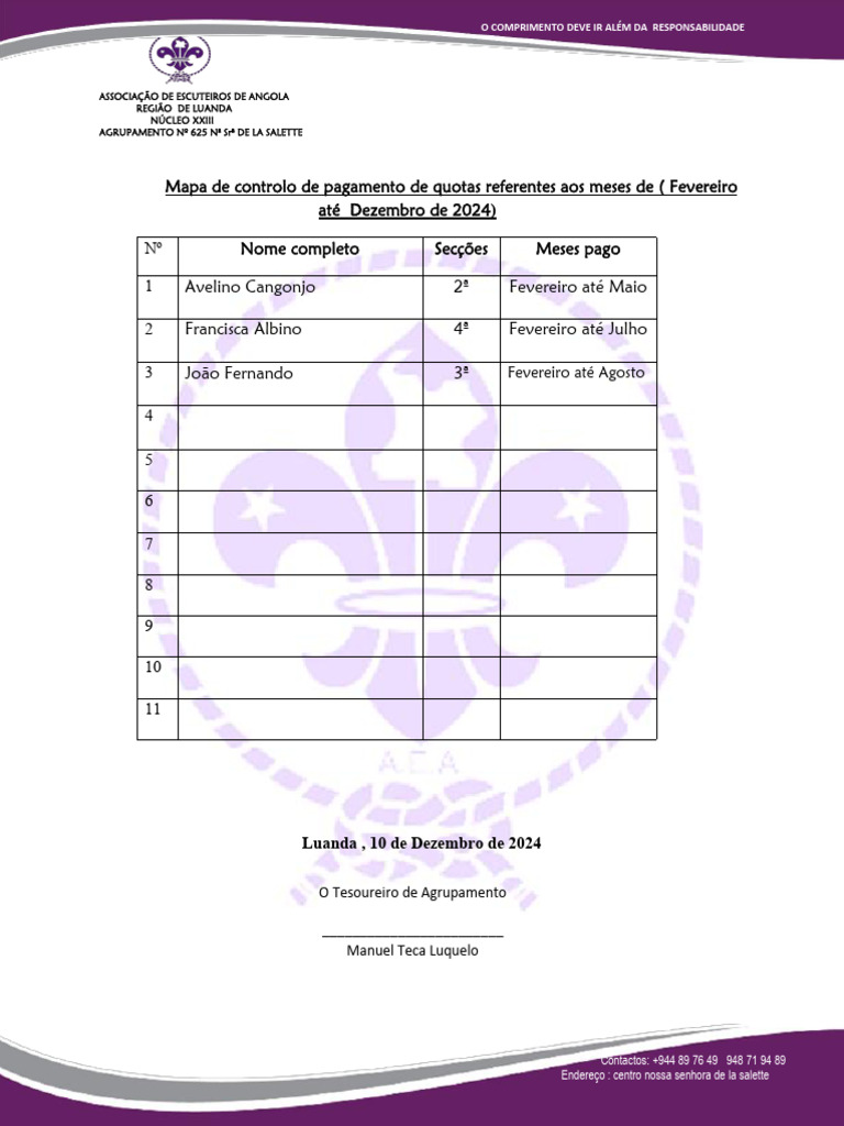 Mapa de Controlo de Contas | PDF