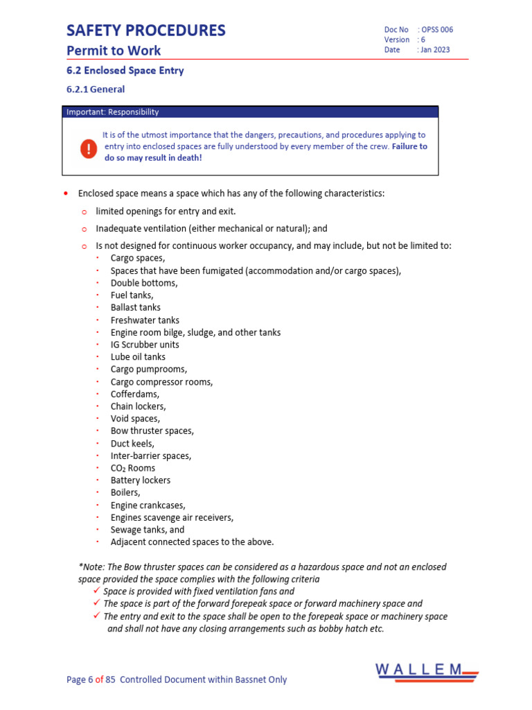 Enclosed Space Entry Safety Procedures | PDF | Oil Tanker
