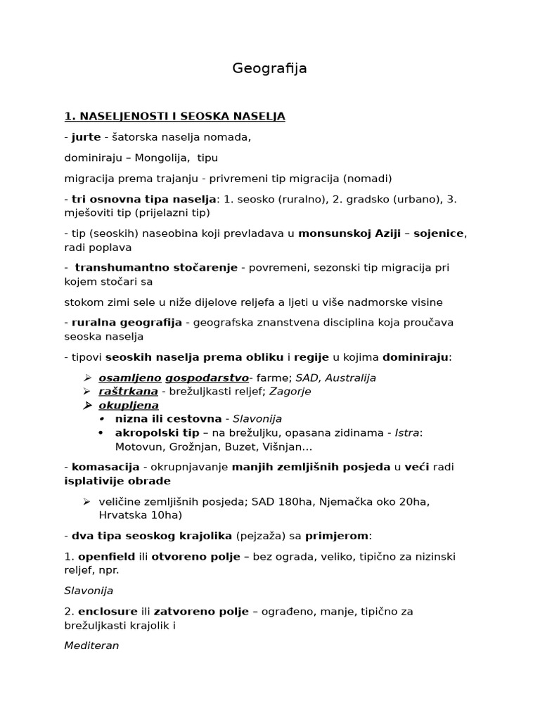 Geografija- Naselja | PDF