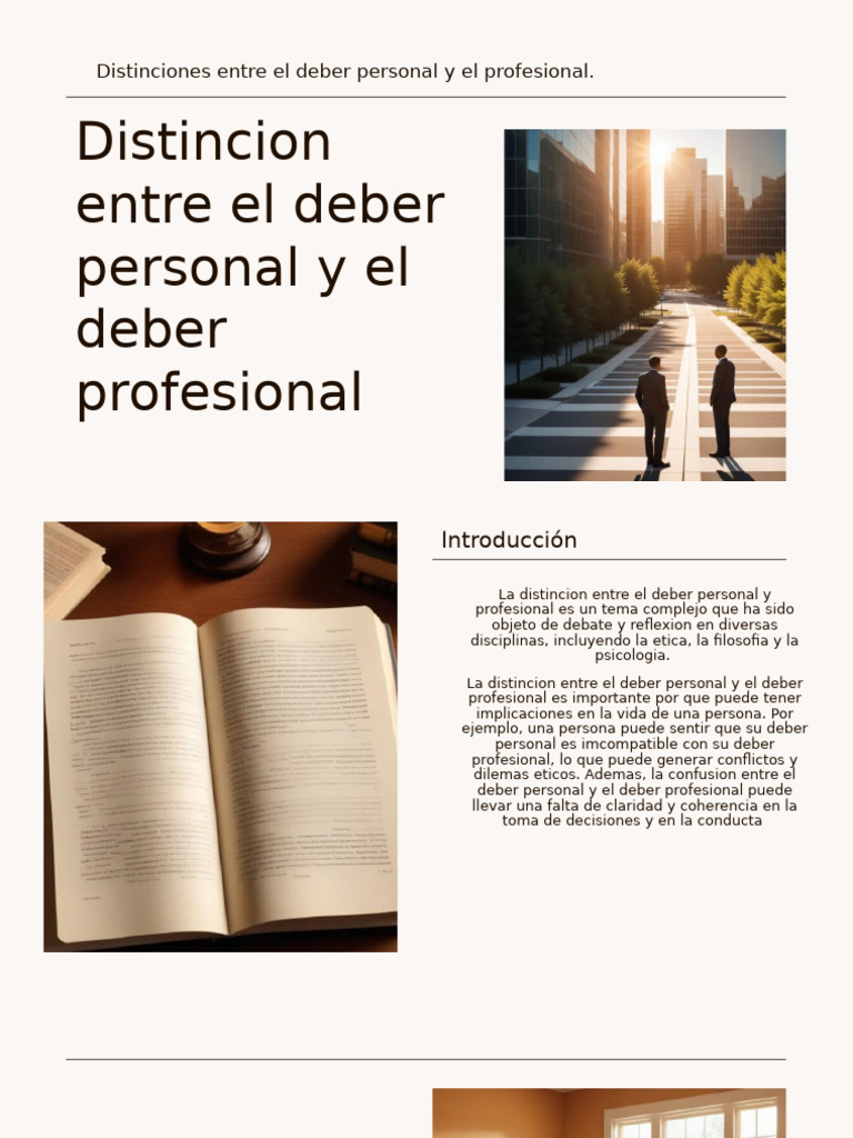 Deber Personal vs Profesional: Claves y Diferencias | PDF | Bienestar ...