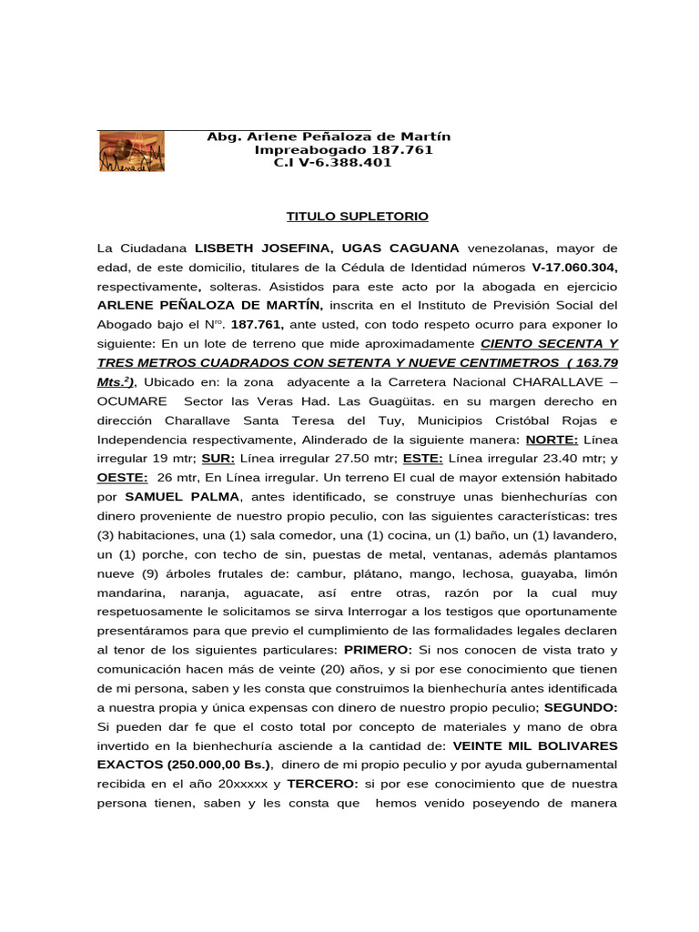 Titulo Supletorio de Lisbeth | PDF | Gobierno