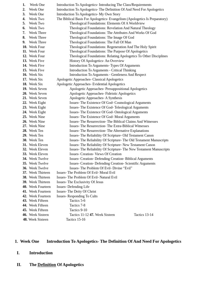 Introduction To Apologetics Overview Pdf Christian Apologetics Jesus