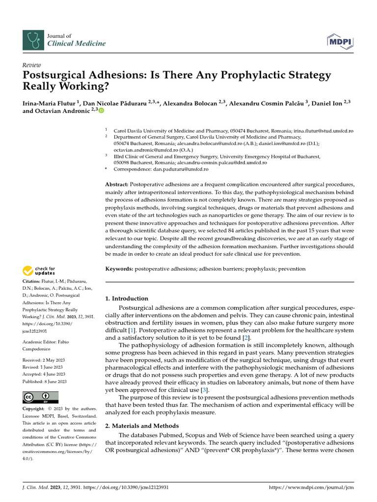 Postsurgical Adhesion Prevention 2023 | PDF | Nonsteroidal Anti ...