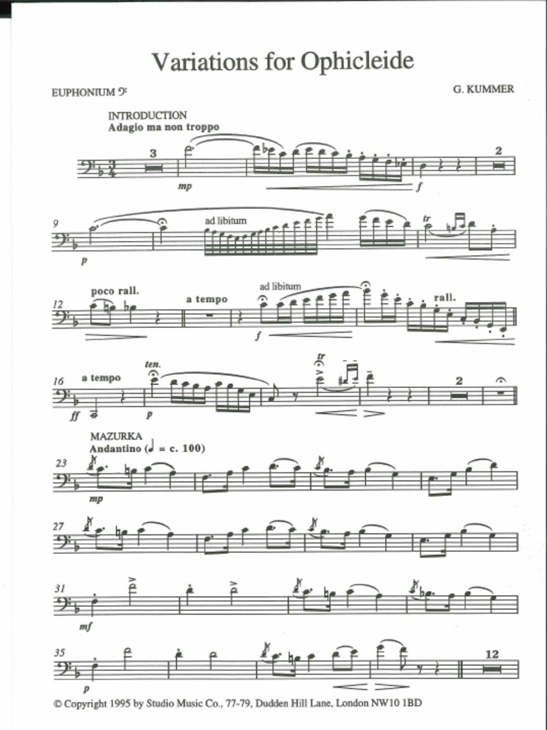 Variations For Ophicleide - Bombardino | PDF