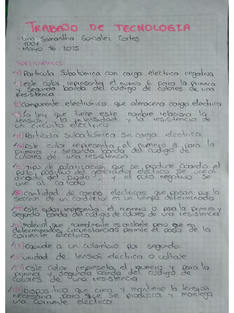 Trabajo de Tecnología - Importante, Crucigrama | PDF