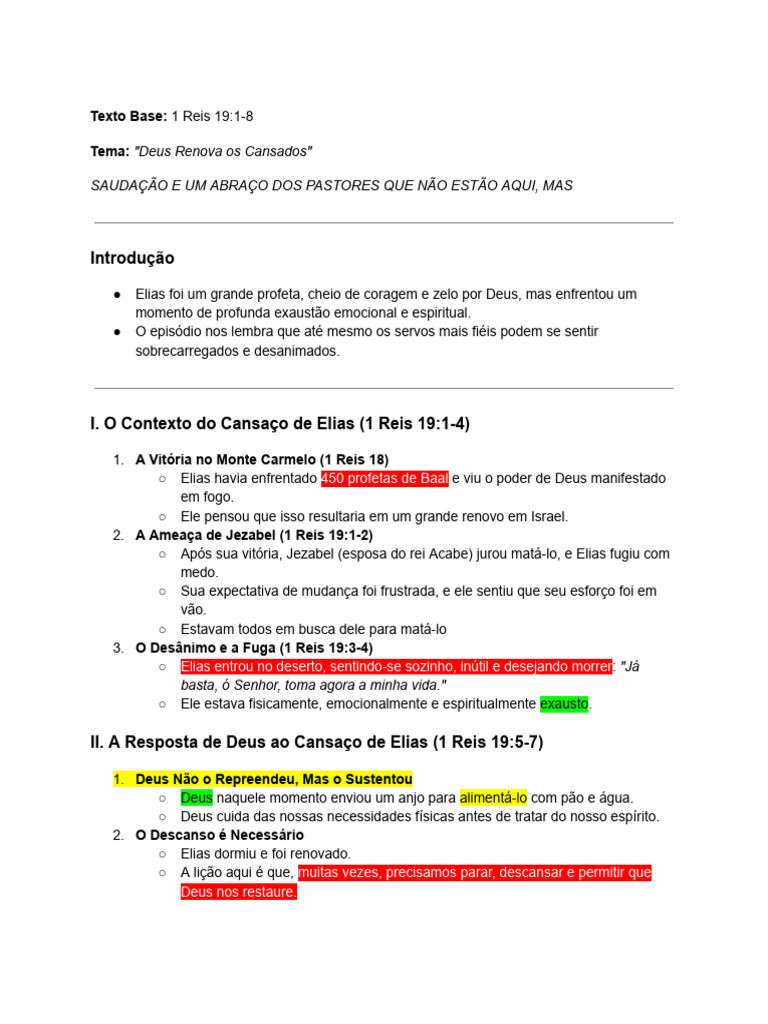 Deus Renova Os Cansados | PDF | Elias | Deus