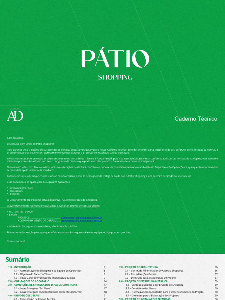 Pátio Shopping Chapecó - Caderno Técnico 2024 | PDF