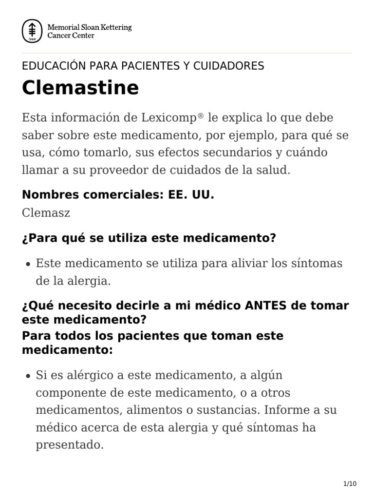 Información sobre Clemastine y su uso | PDF | Medicamentos con receta ...