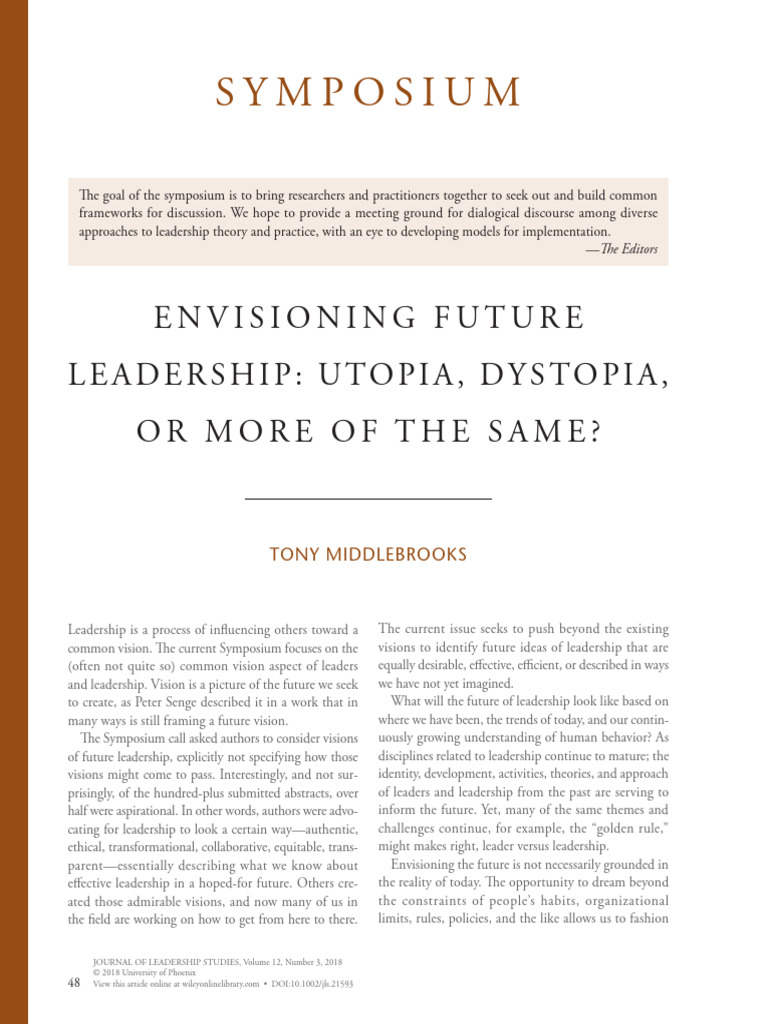Envisioning Future Leadership Utopia, Dystopia, Or More of the Sama ...