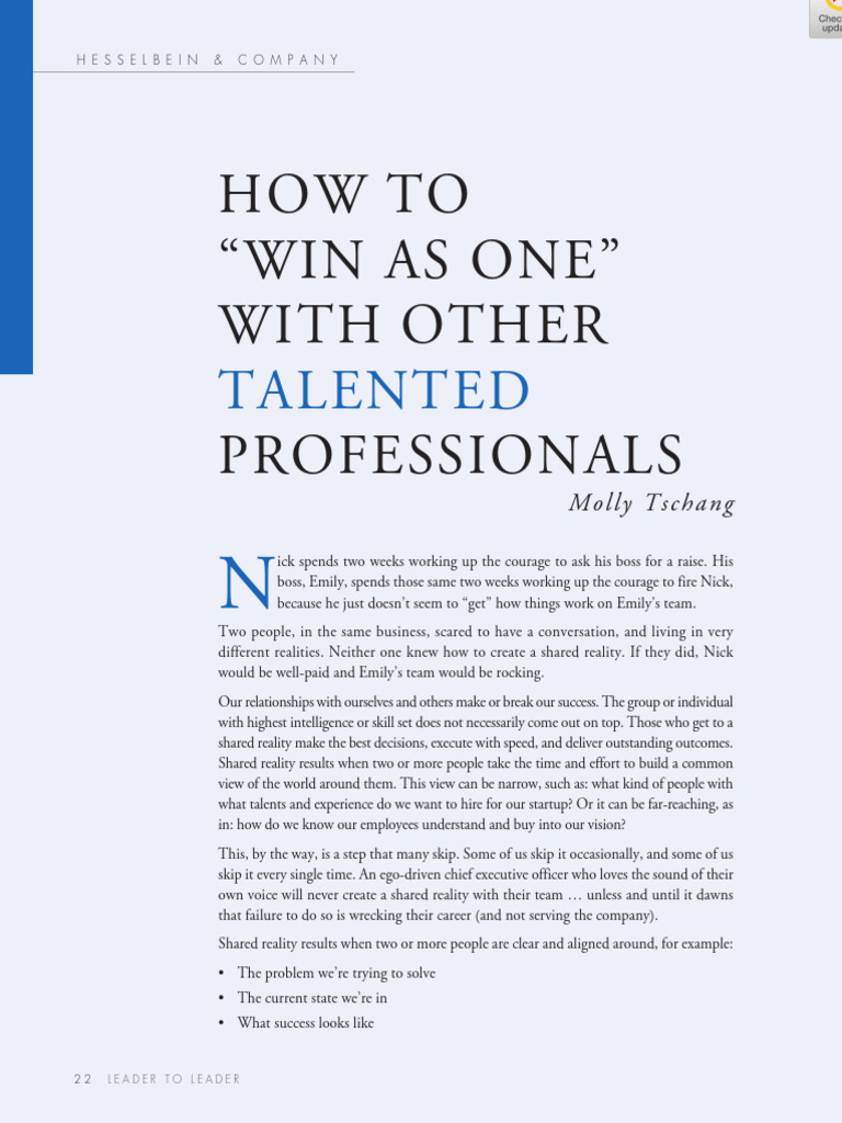 How To Win As One With Other Talented Profesionals | PDF