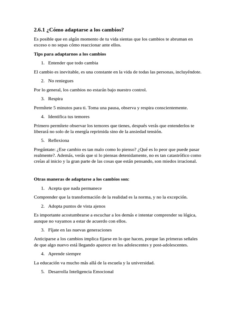 Como Adaptarse A Los Cambios - Diapositivas | PDF | Las emociones ...