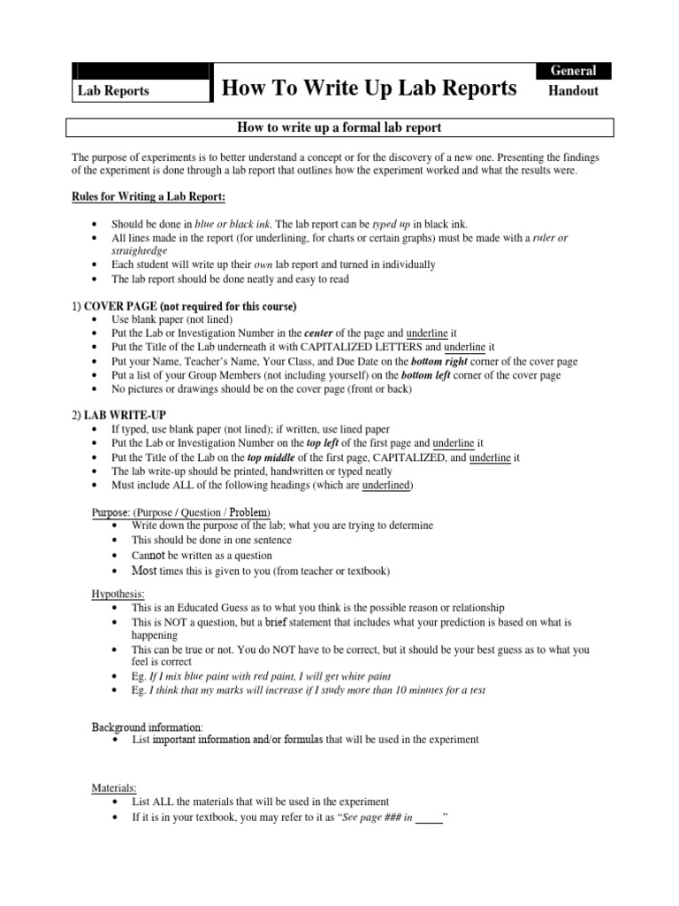 How To Write Up A Lab Report | PDF | Experiment | Hypothesis