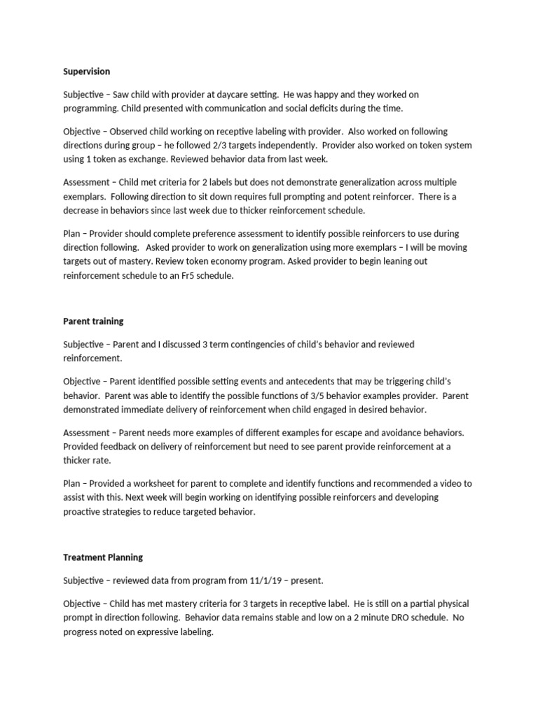 Session Note Examples 2019 | PDF | Reinforcement | Psychology