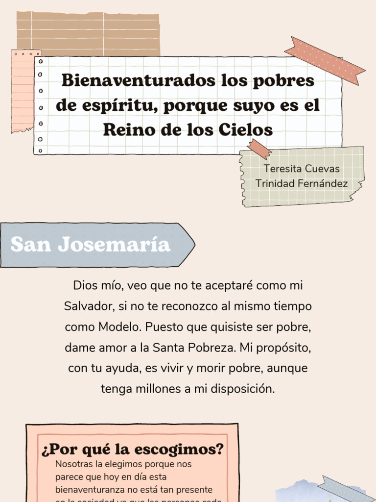 B 1 PPT Bienaventurados Los Pobres de Espíritu, Porque Suyo Es El Reino de Los Cielos | PDF ...