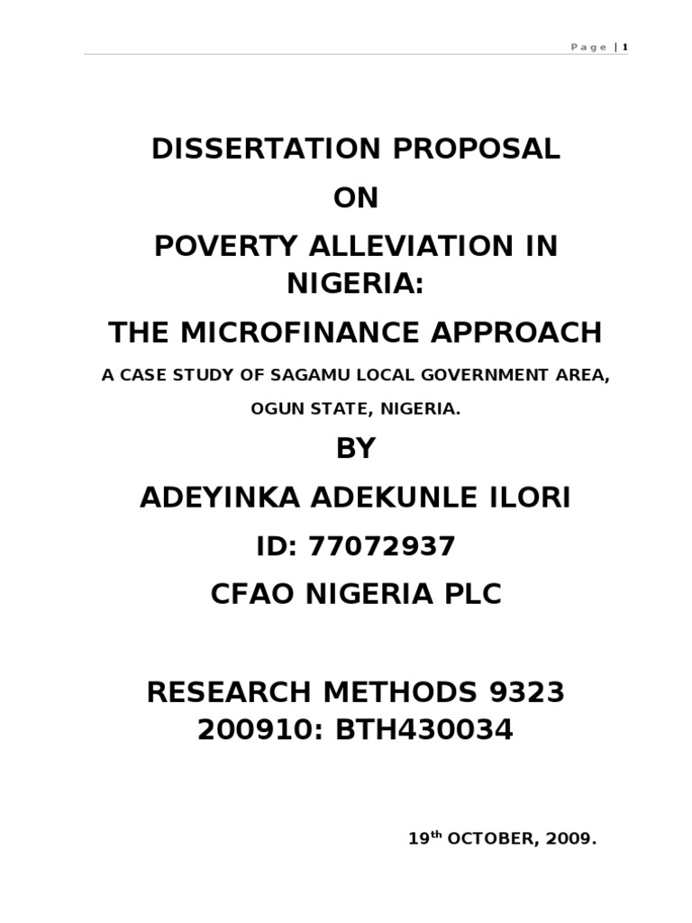 SAMPLE Dissertation Proposal by Adekunle Ilori A | PDF | Microfinance ...