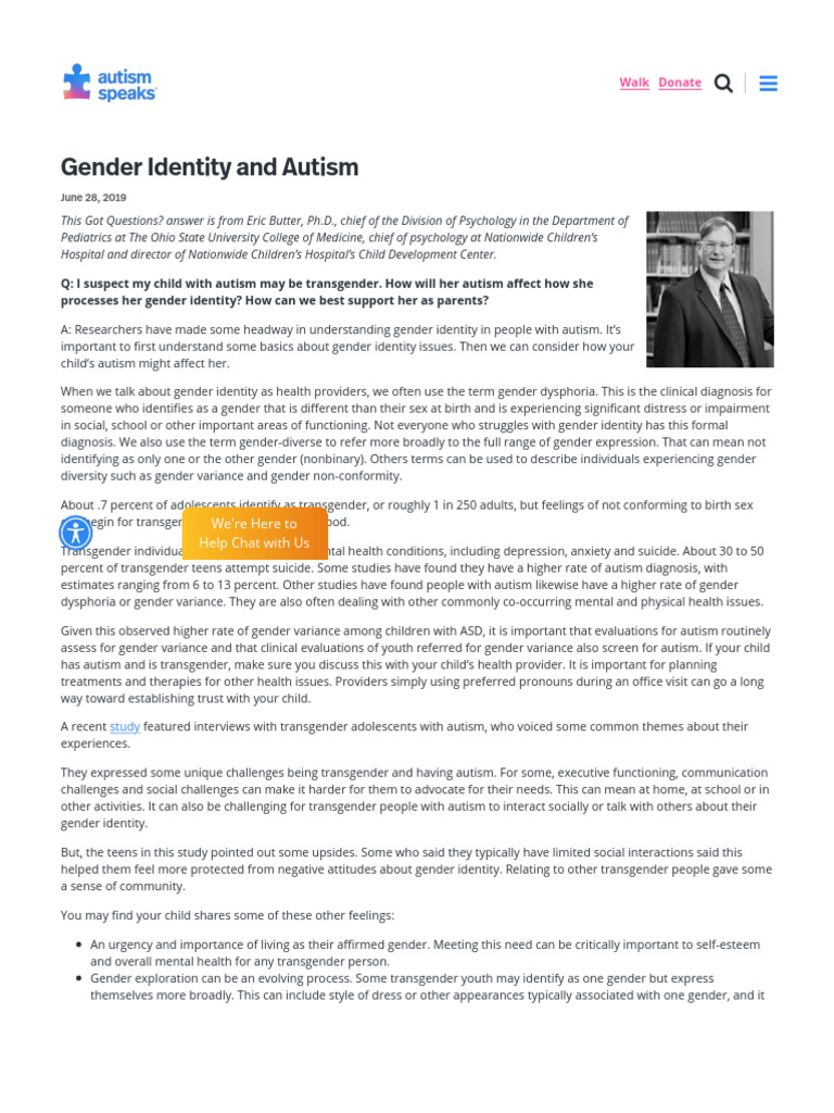 Autism and Gender Identity Support | PDF | Autism | Transgender
