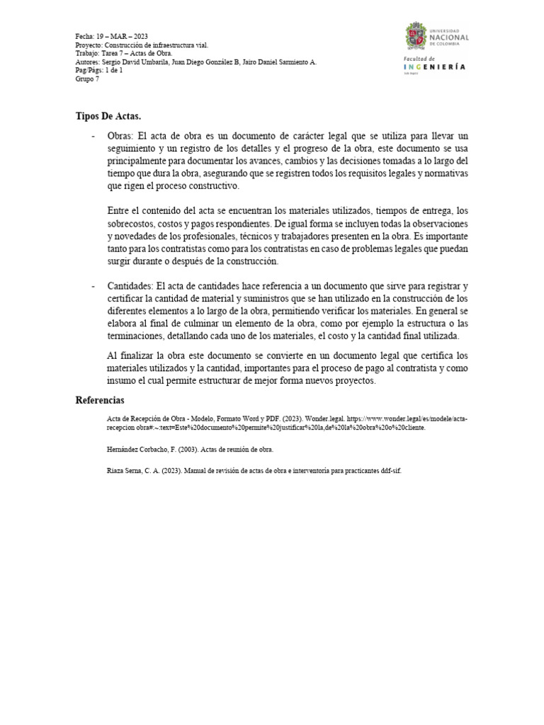 Tarea 7 - Actas | PDF