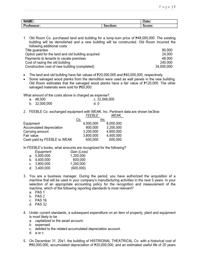 Final Exam - Ia 1 - 2020 Edition | PDF | Depreciation | Franchising