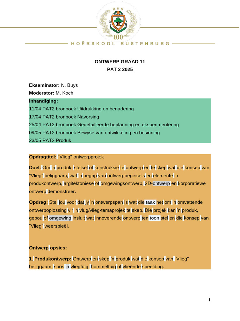 Gr11 Ontwerp PAT 2 2025 | PDF