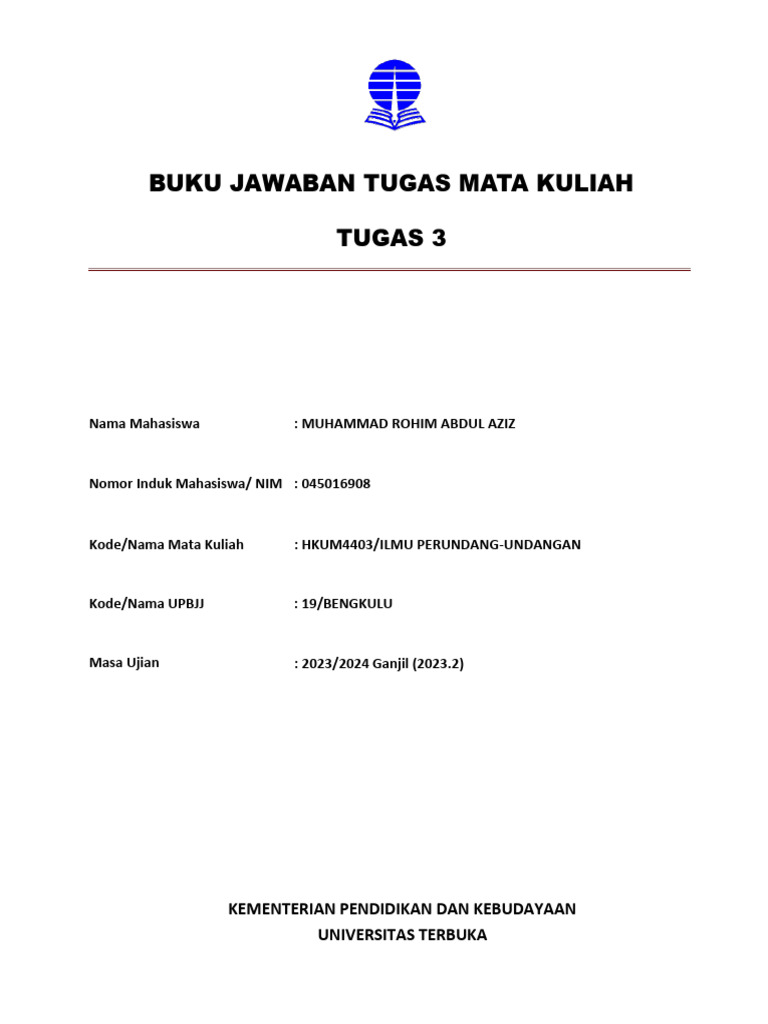 TMK 3 ILMU PERUNDANG-UNDANGAN | PDF
