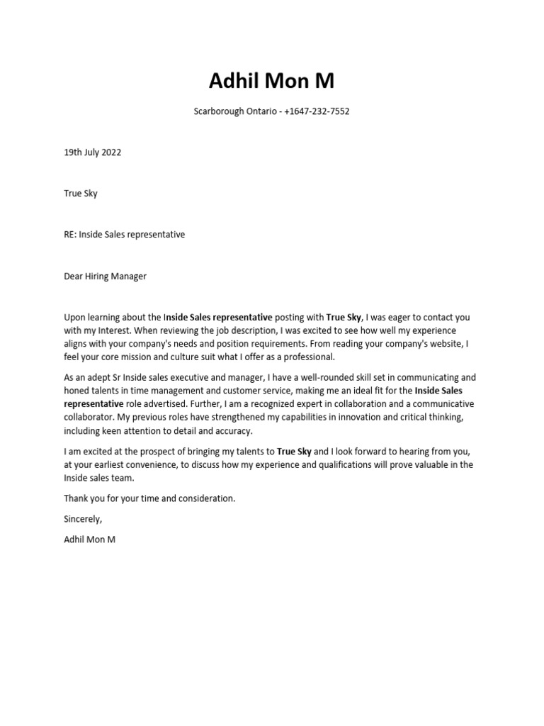 Adhil Mon M-Cover Letter | PDF