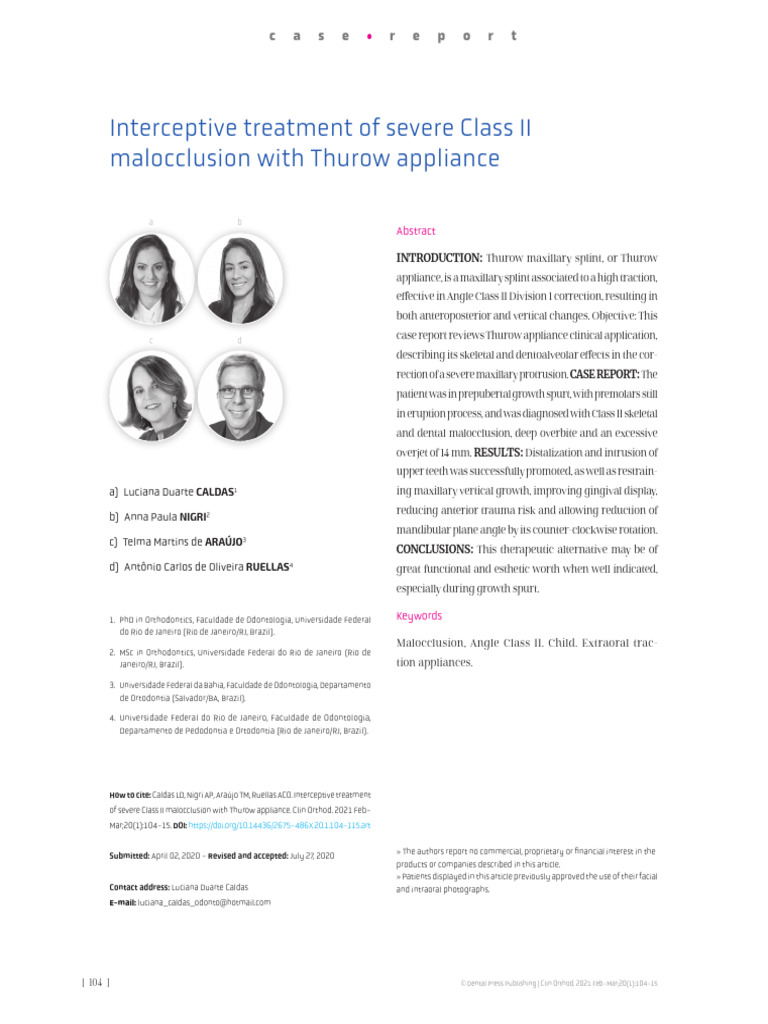 Interceptive Treatment of Severe Class II Malocclusion With Thurow ...