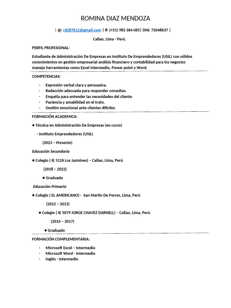 Romina Diaz CV | PDF