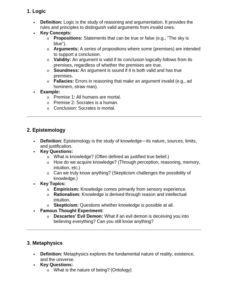 Logic, Epistemology, Metaphysics | PDF | Knowledge | Argument