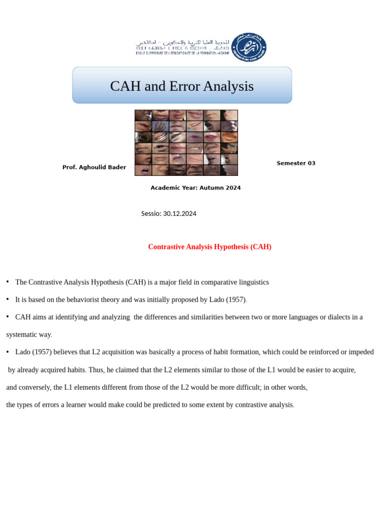 CAH and Error Analysis | PDF | Second Language | Error