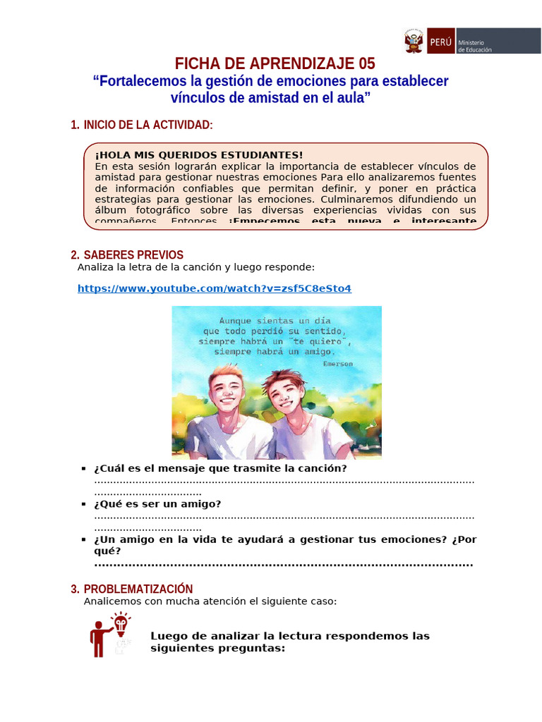 FICHA DPCC - 2DO | PDF | Amistad | Las emociones