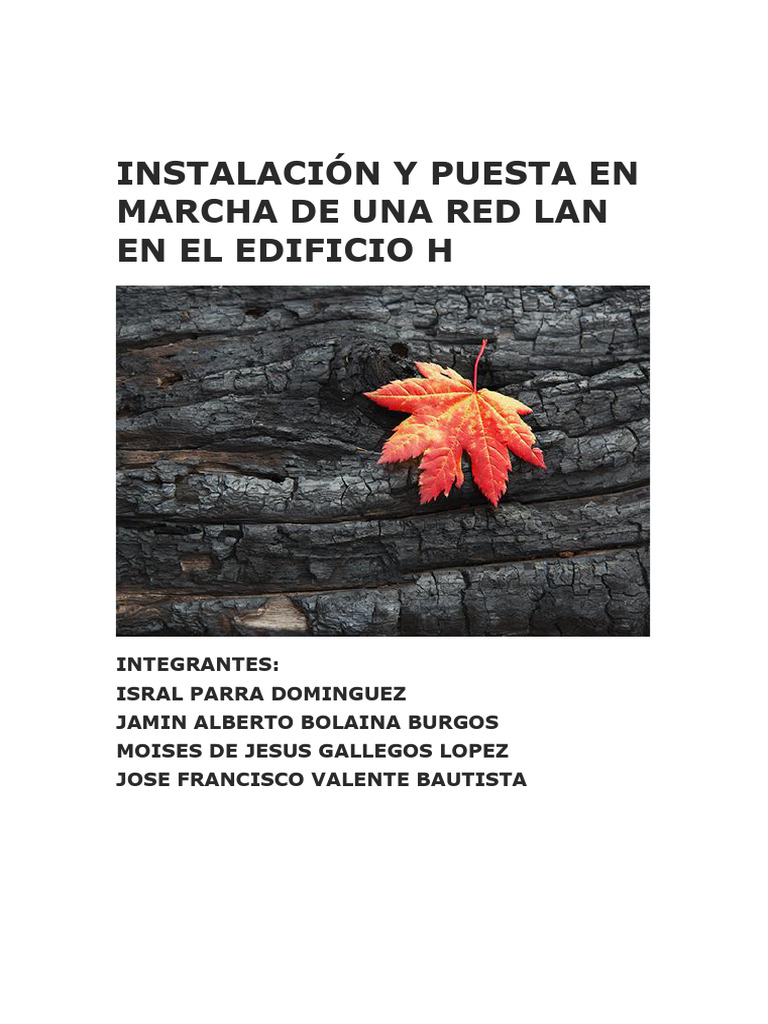 Instalación y Puesta en Marcha de Una Red LAN en El Edificio H | PDF ...